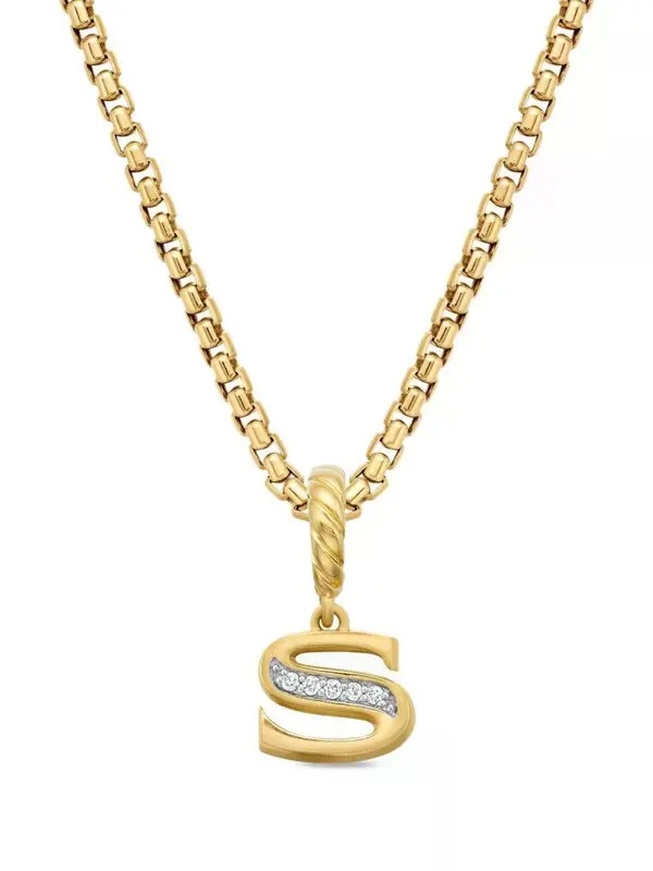 David Yurman 18kt Yellow Pavé Initial Diamond Pendant - Gold