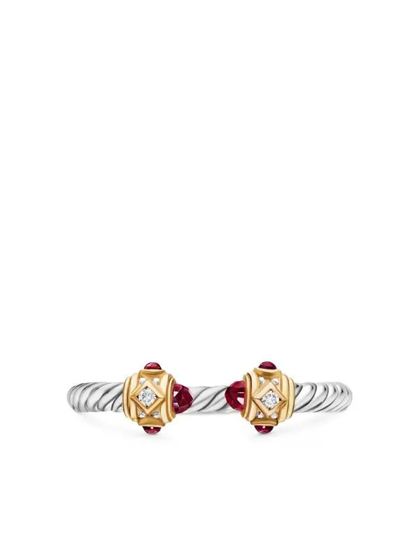 David Yurman 14kt Yellow Gold And Sterling Renaissance Ring - Silver