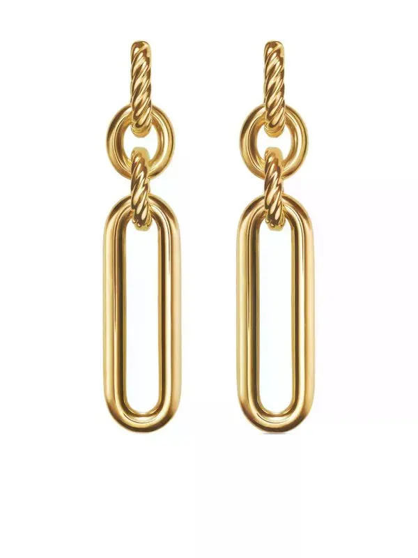 David Yurman 18kt Yellow Lexington Double Link Drop Earrings - Gold