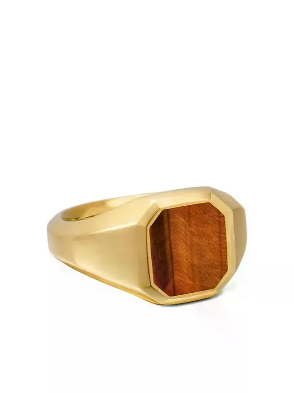 David Yurman 18kt Yellow Streamline Tiger Eye Signet Ring - Gold