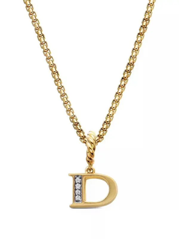 David Yurman 18kt Yellow Pavé Initial Pendant - Gold