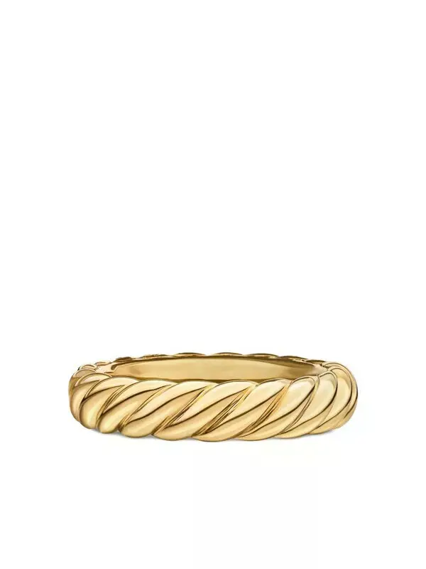 David Yurman 18kt Yellow Sculpted Cable Diamond Band Ring