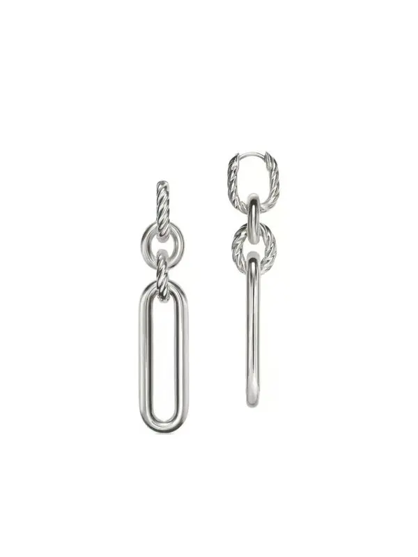 David Yurman Sterling Lexington Double Link Drop Earrings - Silver