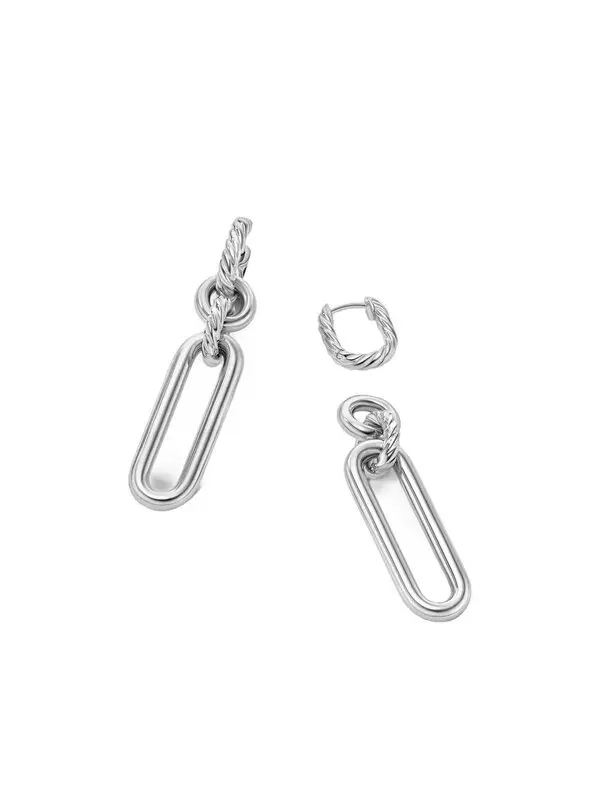 David Yurman Sterling Lexington Double Link Drop Earrings - Silver