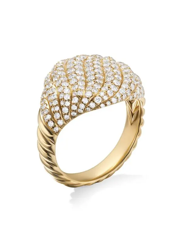 David Yurman 18kt Yellow Sculpted Cable Diamond Ring