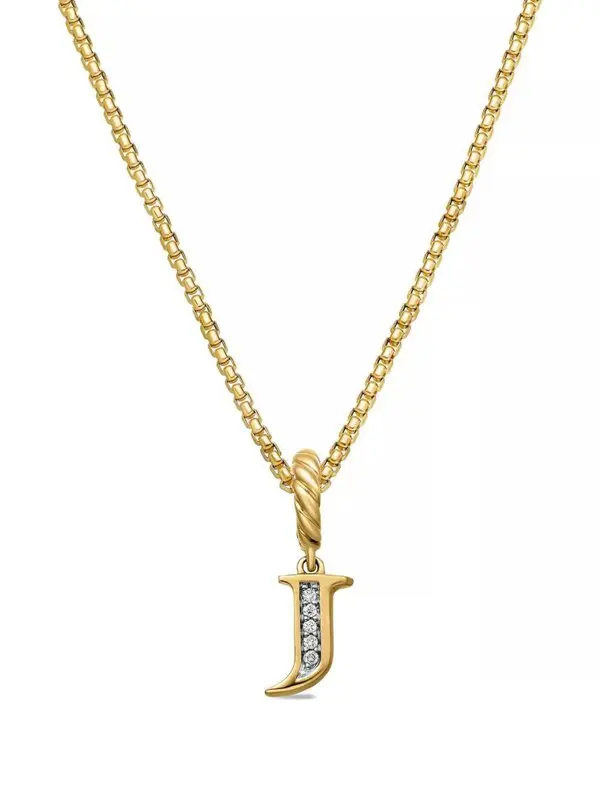 David Yurman 18kt Yellow Diamond Initial Pendant - Gold