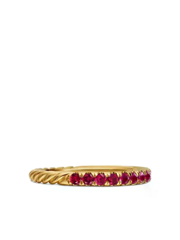 David Yurman 18kt Yellow Cable Collectibles Ruby Ring - Gold