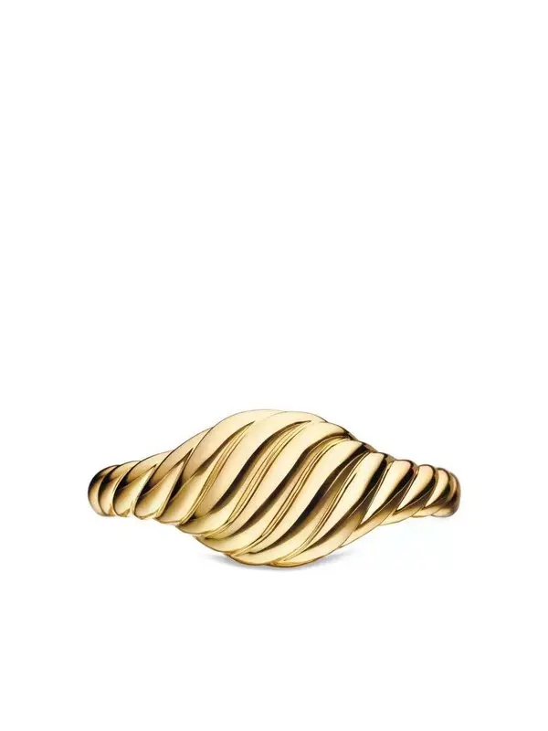 David Yurman 18kt Yellow Sculpted Cable Micro Pinky Ring - Gold