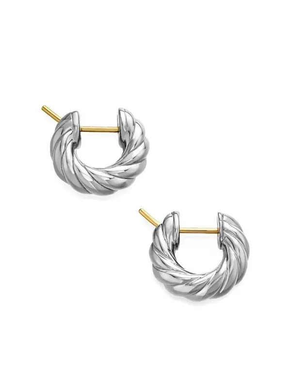 David Yurman Sterling Sculpted Cable Hoop Earrings