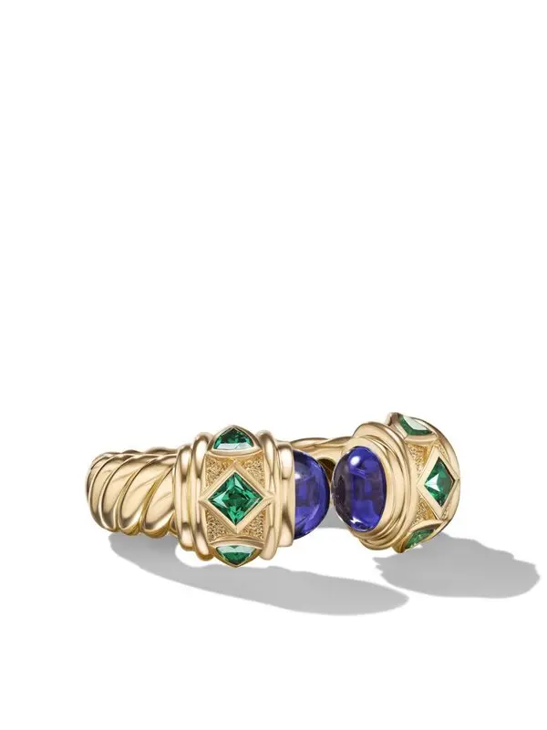 David Yurman 18kt Yellow Renaissance Tanzanite And Tsavorite Ring - Gold