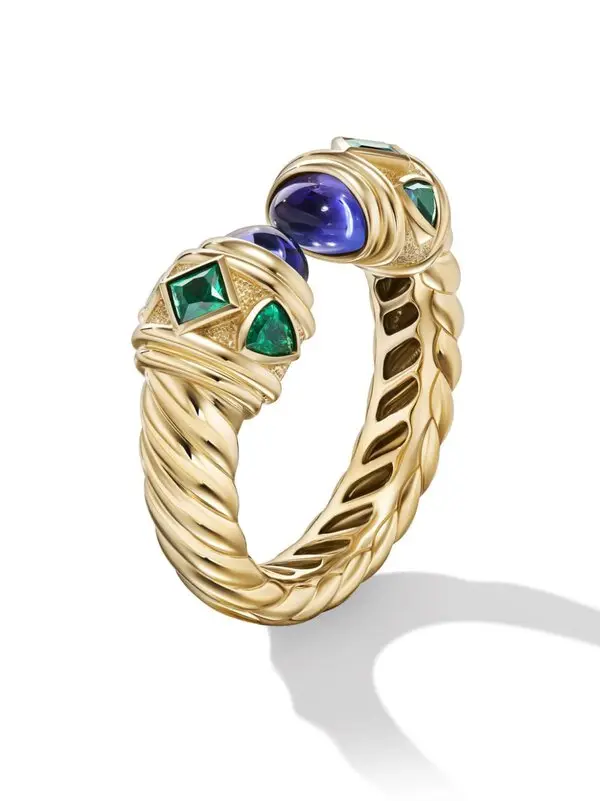 David Yurman 18kt Yellow Renaissance Tanzanite And Tsavorite Ring - Gold