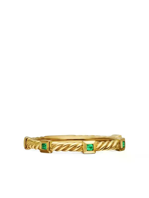 David Yurman 18kt Yellow Cable Collectibles Emerald Ring - Gold