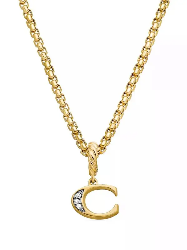 David Yurman 18kt Yellow Pavé Initial Diamond Pendant - Gold
