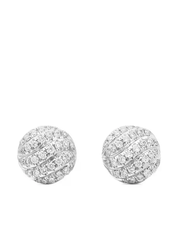 David Yurman Sculpted Cable Diamond Earrings - Silver