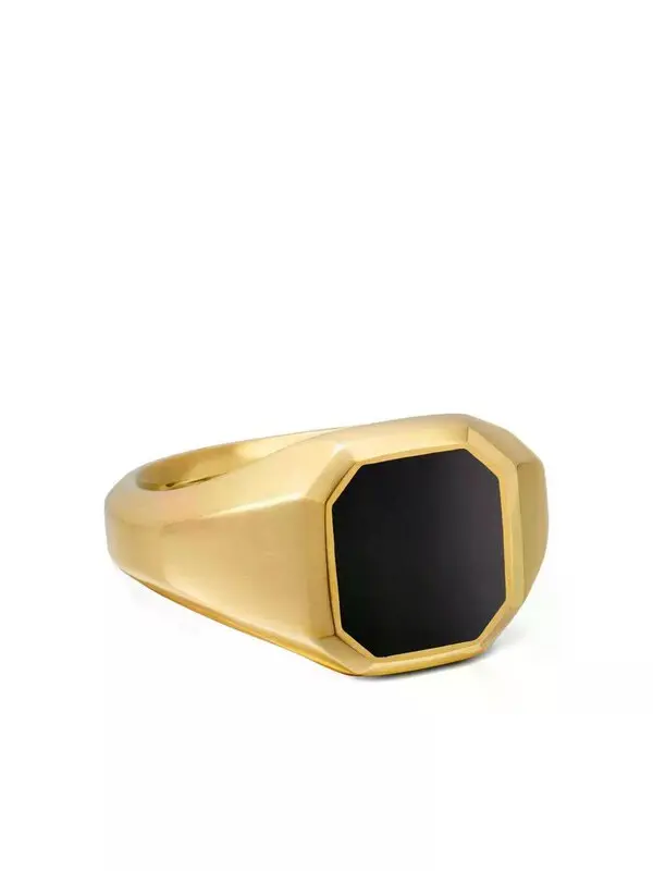 David Yurman 18kt Yellow Streamline Onyx Signet Ring - Gold