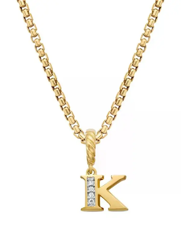 David Yurman 18kt Yellow Pavé Initial Pendant - Gold