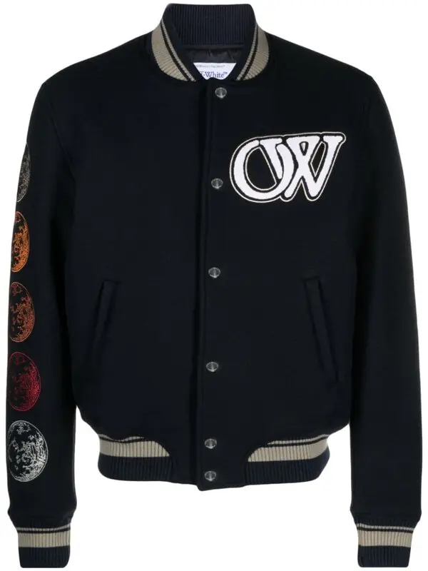 Off-White Graphic-print Embroidered Bomber Jacket - Black