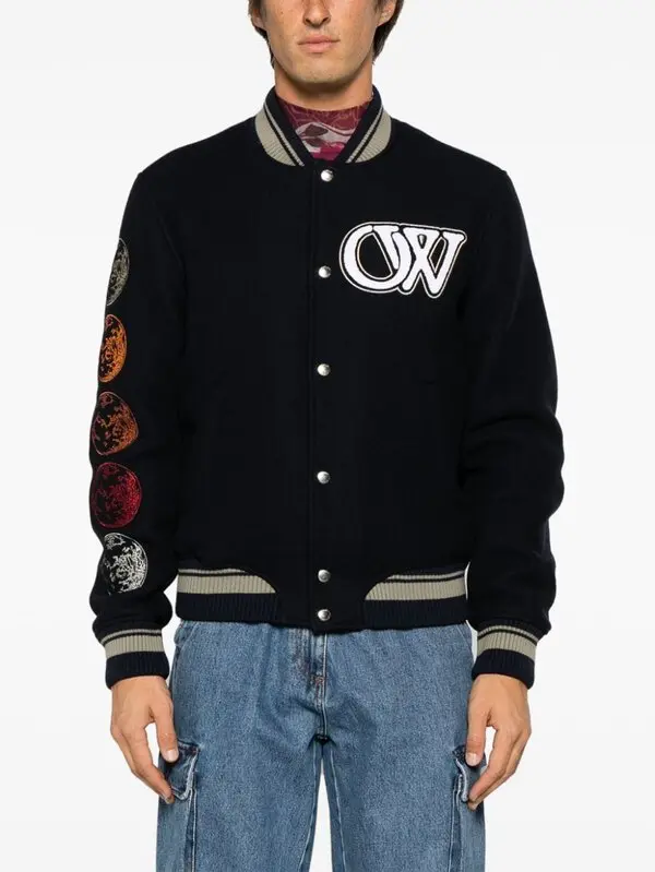 Off-White Graphic-print Embroidered Bomber Jacket - Black
