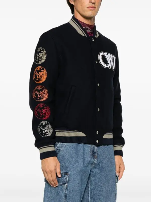 Off-White Graphic-print Embroidered Bomber Jacket - Black