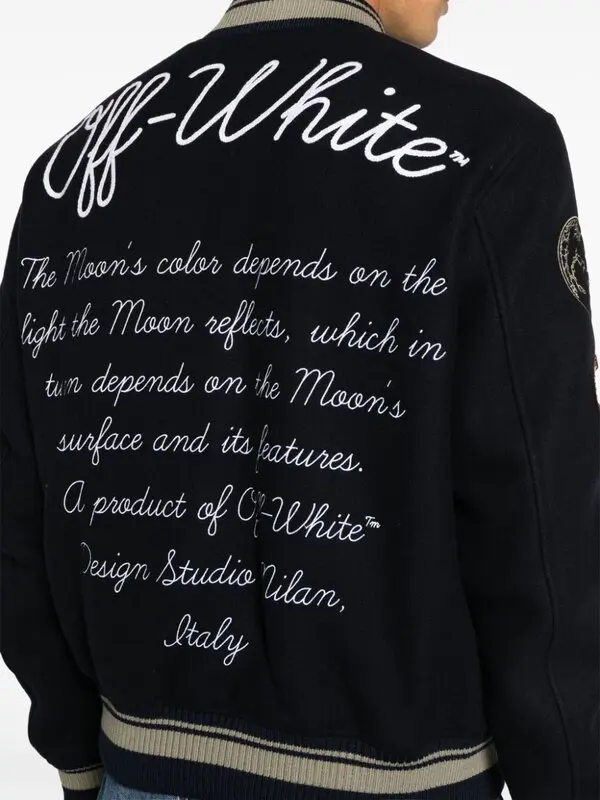 Off-White Graphic-print Embroidered Bomber Jacket - Black