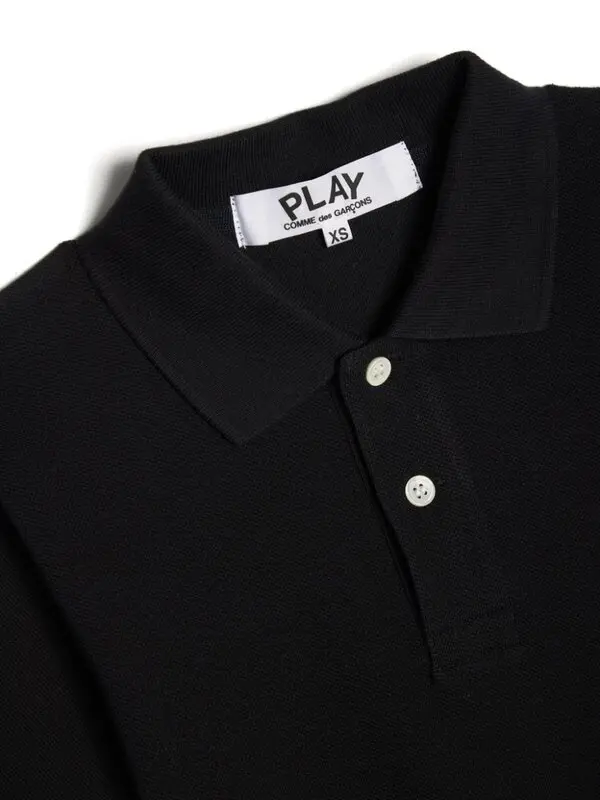 Play Comme Des Garcon Logo-appliqué Piqué Cotton Polo Shirt - Black