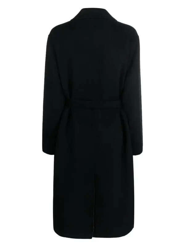 BOSS Monogram-jacquard Belted Wool-blend Coat