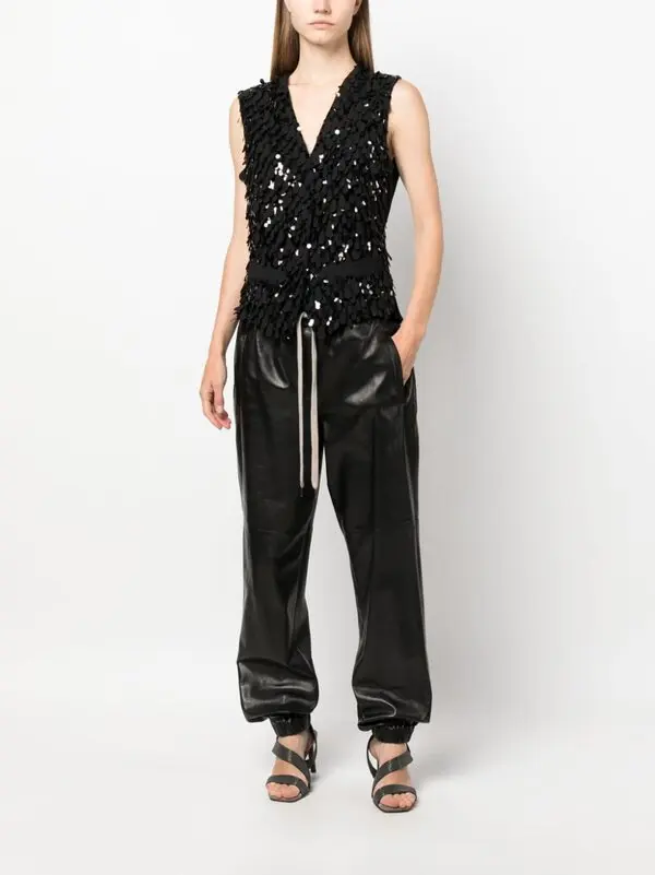 Brunello Cucinelli Leather Elasticated Waistband Trousers