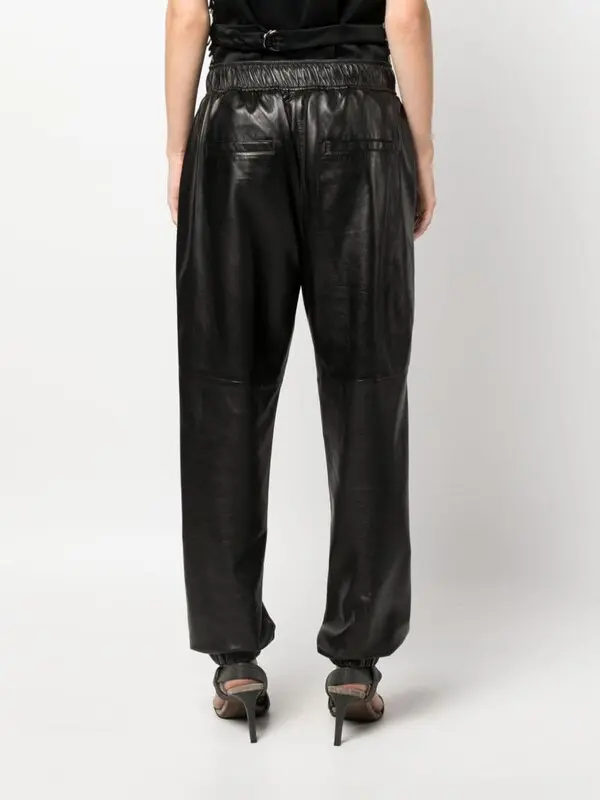 Brunello Cucinelli Leather Elasticated Waistband Trousers