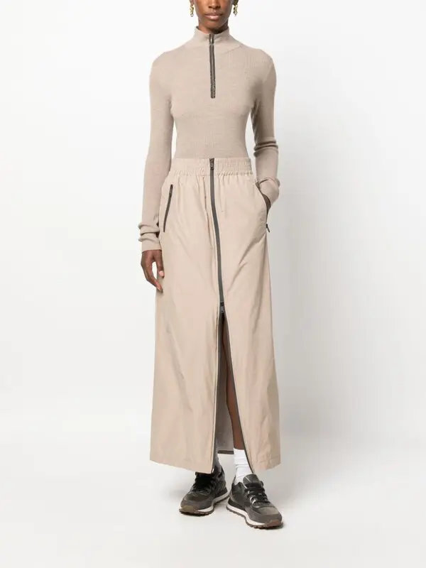 Brunello Cucinelli Two-way Zip-up Maxi Skirt - Neutrals