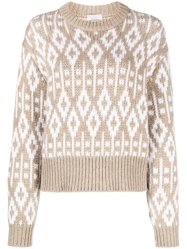 Brunello Cucinelli Crew Neck Printed Cashmere Jumper