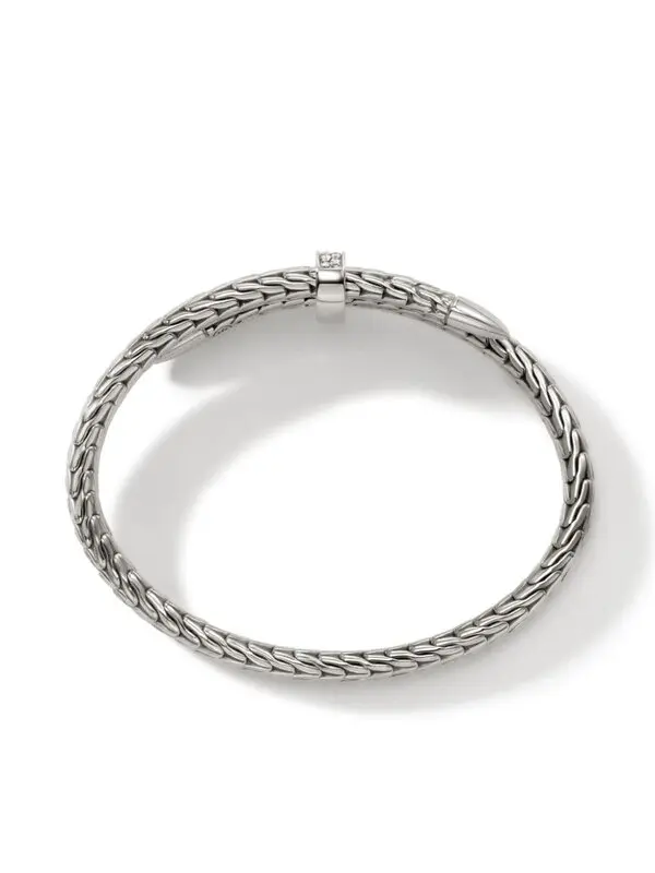 John Hardy Sterling Diamond Spear Cuff Bracelet