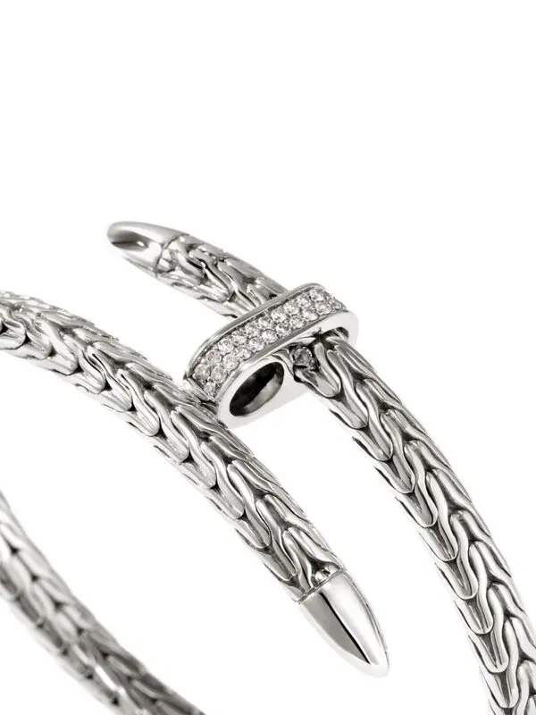 John Hardy Sterling Diamond Spear Cuff Bracelet