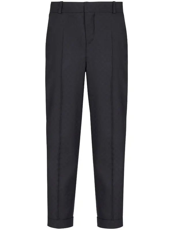 Balmain Monogram-jacquard Wool Trousers