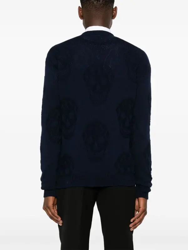 Alexander McQueen Skull-textured Knit Sweater - Blue