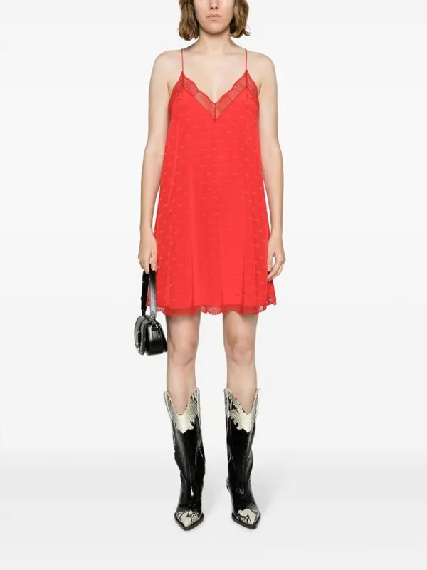 Zadig&Voltaire Christy Jac Wings-motif Lace-trim Silk Dress