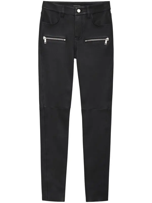 ANINE BING Remy Leather Skinny Trousers - Black