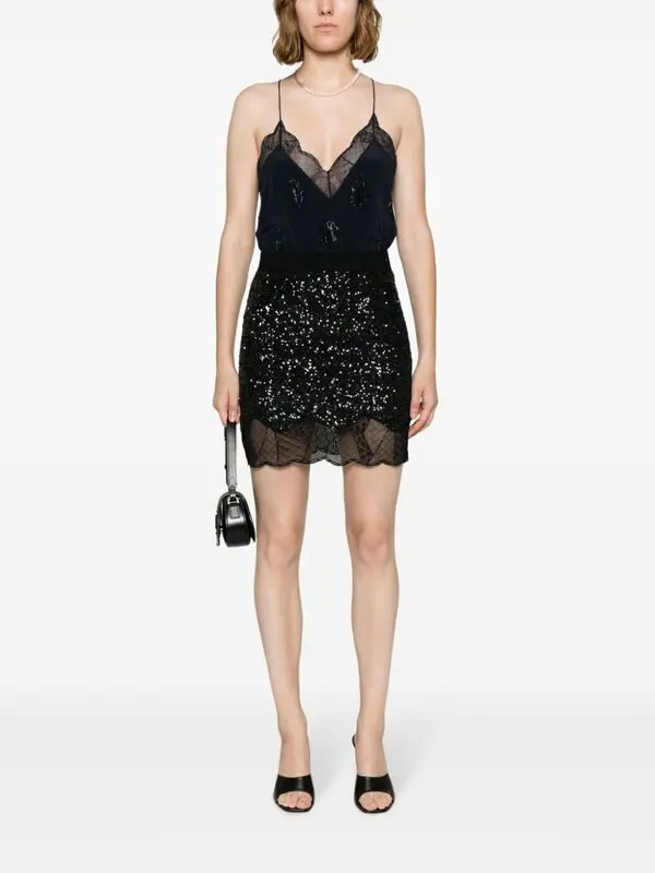 Zadig&Voltaire Christy Rhinestone-embellished Silk Top - Blue