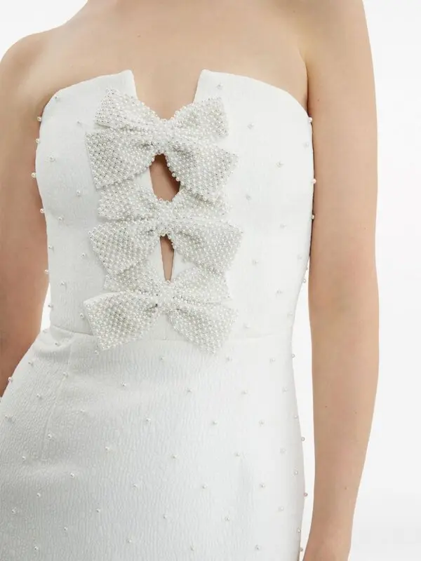 Rebecca Vallance Ophelia Bow-Detail Midi Dress - White | Editorialist