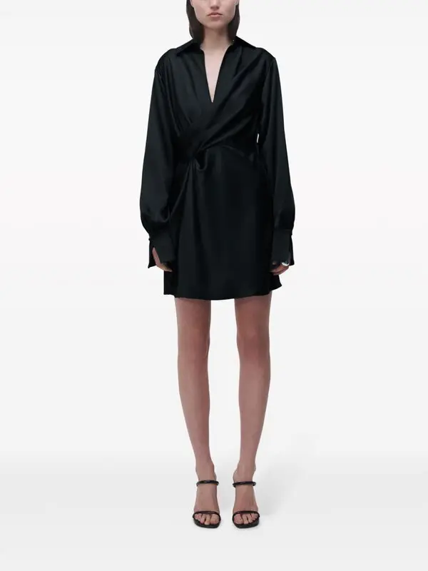 Simkhai Talit Satin Shirtdress - Black