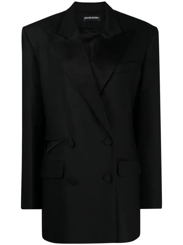 David Koma Double-breasted Tuxedo Blazer - Black