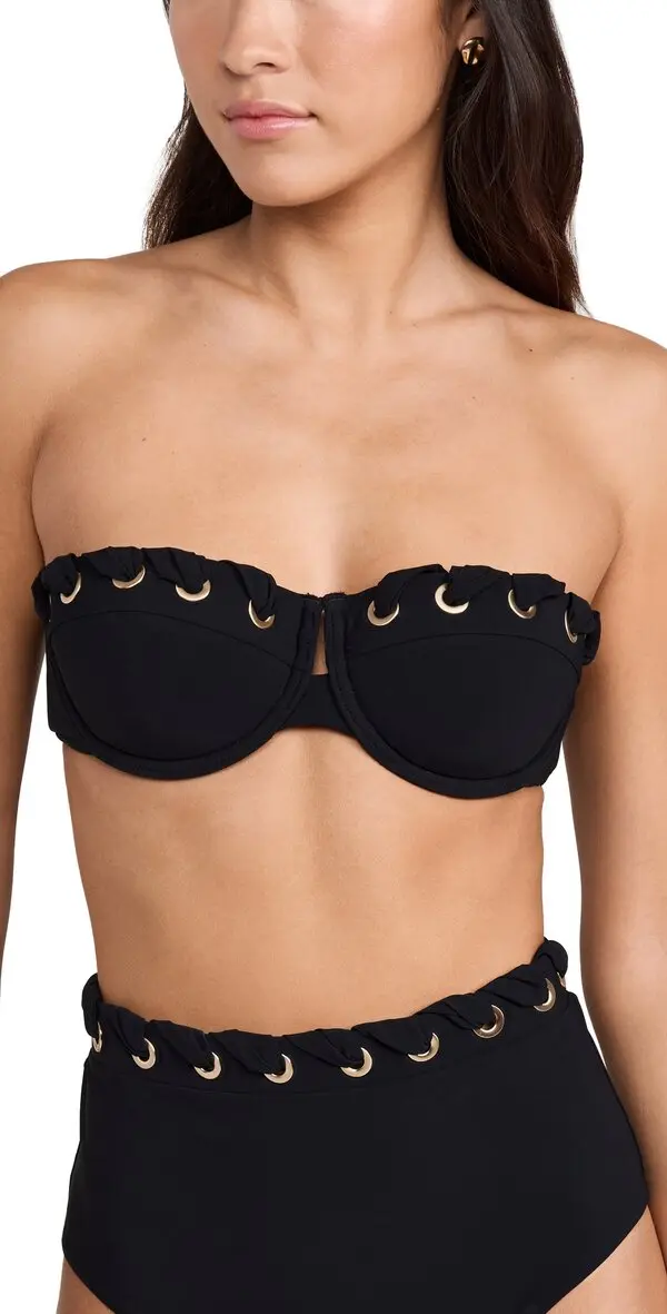 Zimmermann Alight Eyelet Balconette Bikini Top 1 - Noir