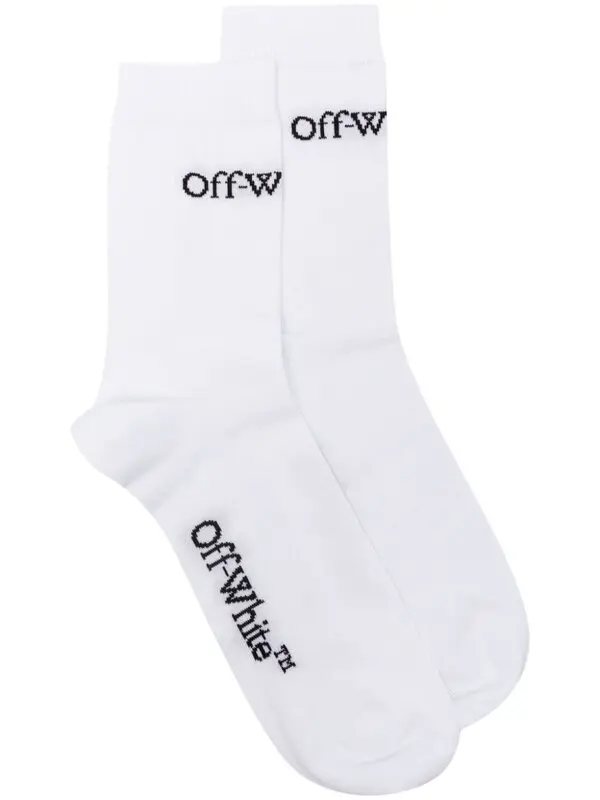Off-White Logo-jacquard Cotton Socks - White