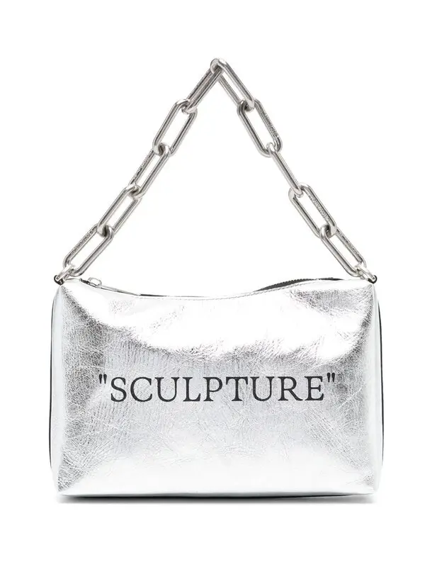 Off-White Leather Shoulder Bag - Silver