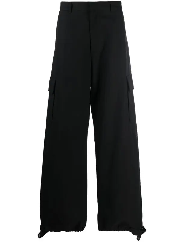 Off-White Wide-leg Wool-blend Trousers - Black