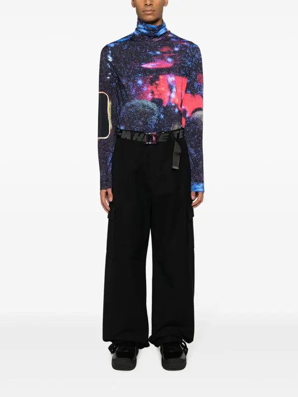 Off-White Wide-leg Wool-blend Trousers - Black