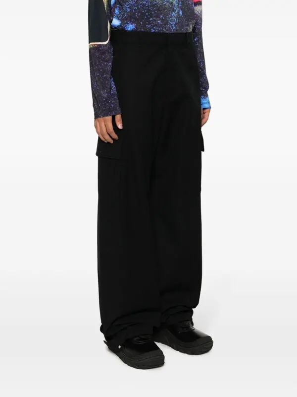 Off-White Wide-leg Wool-blend Trousers - Black