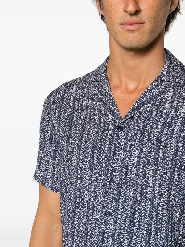 Orlebar Brown Wave-print Short-sleeve Shirt