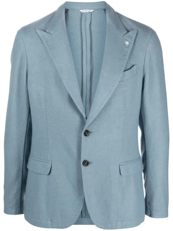 MANUEL RITZ Logo-appliqué Twill Single-breasted Blazer