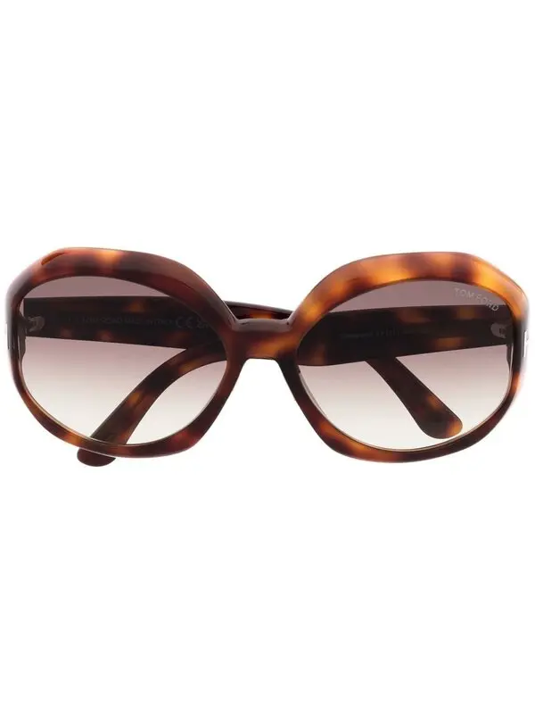 TOM FORD Gradient Round Frame Sunglasses - Brown