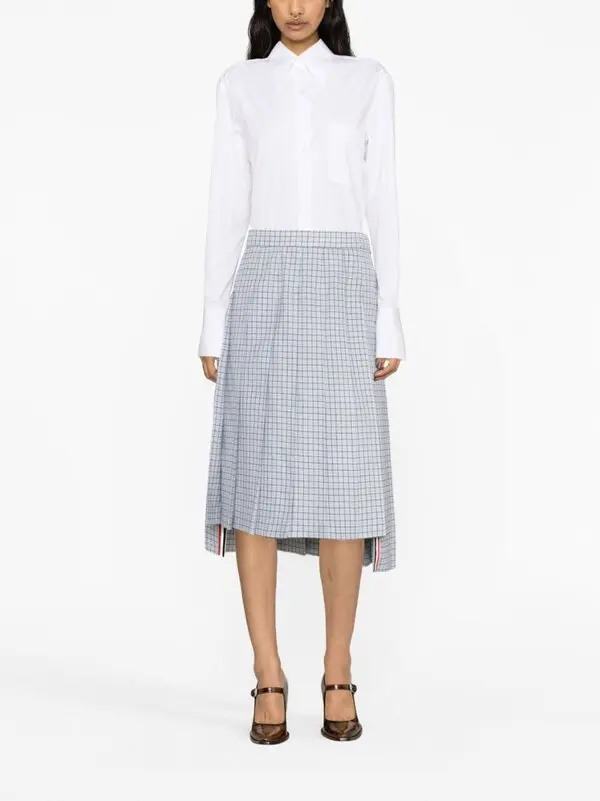 Thom Browne Pointed-collar Logo-patch Shirt - White